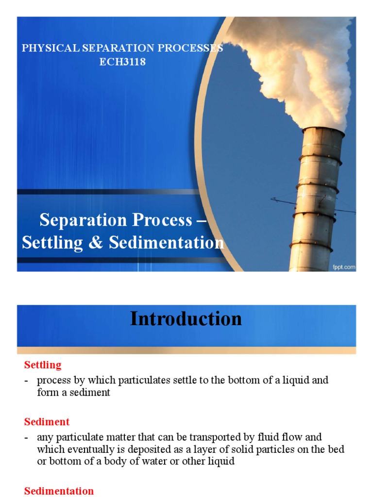 ECH3118 (Settling & Sedimentation) | PDF