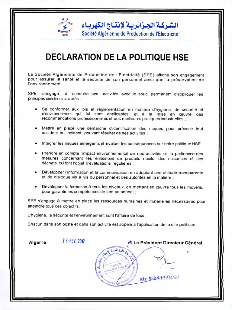 Politique HSE | PDF