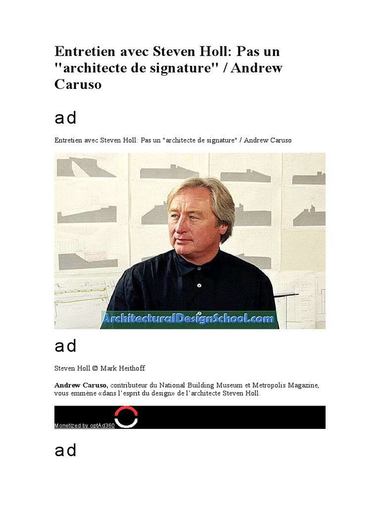 Entretien Avec Steven Holl Pas Un Architecte de Signature | PDF