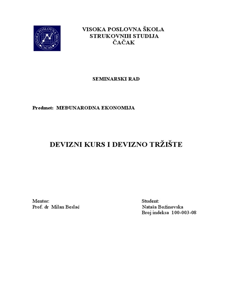Devizni Kurs I Trziste | PDF
