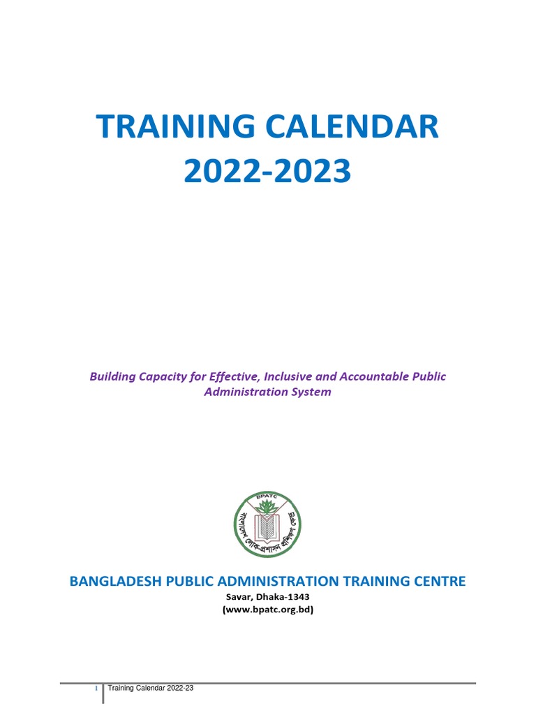 613 BPATC TrainingCalendar2022 2023 | PDF