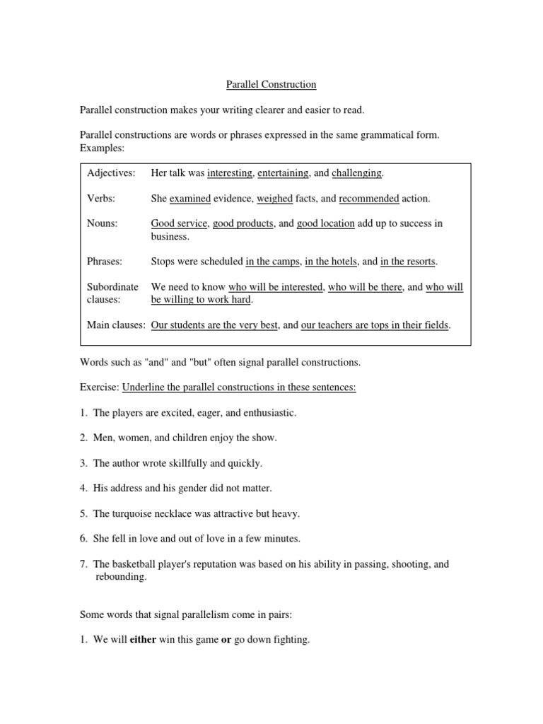 Parallel Constructions Pdf Phrase Clause