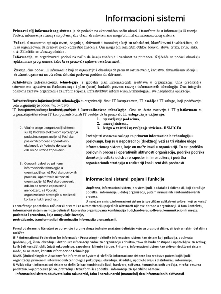 Informacioni Sistemi | PDF