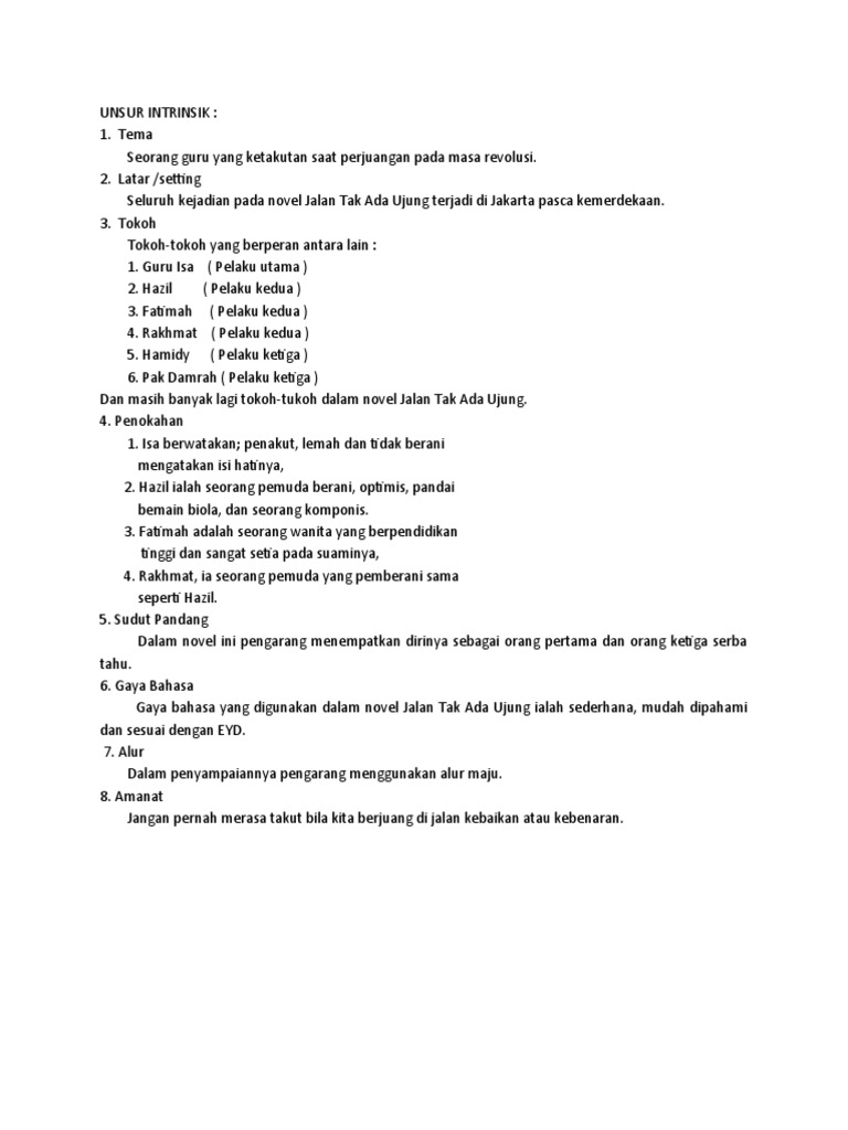 Unsur Intrinsik Novel | PDF