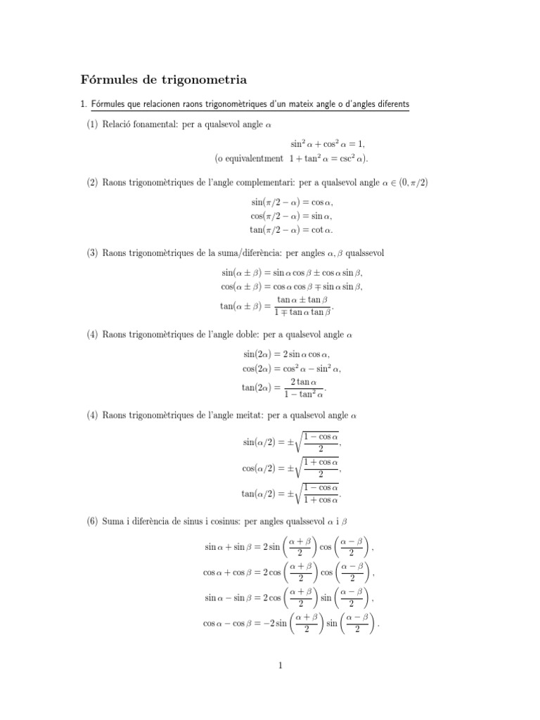 Formules Trigonometriques | PDF