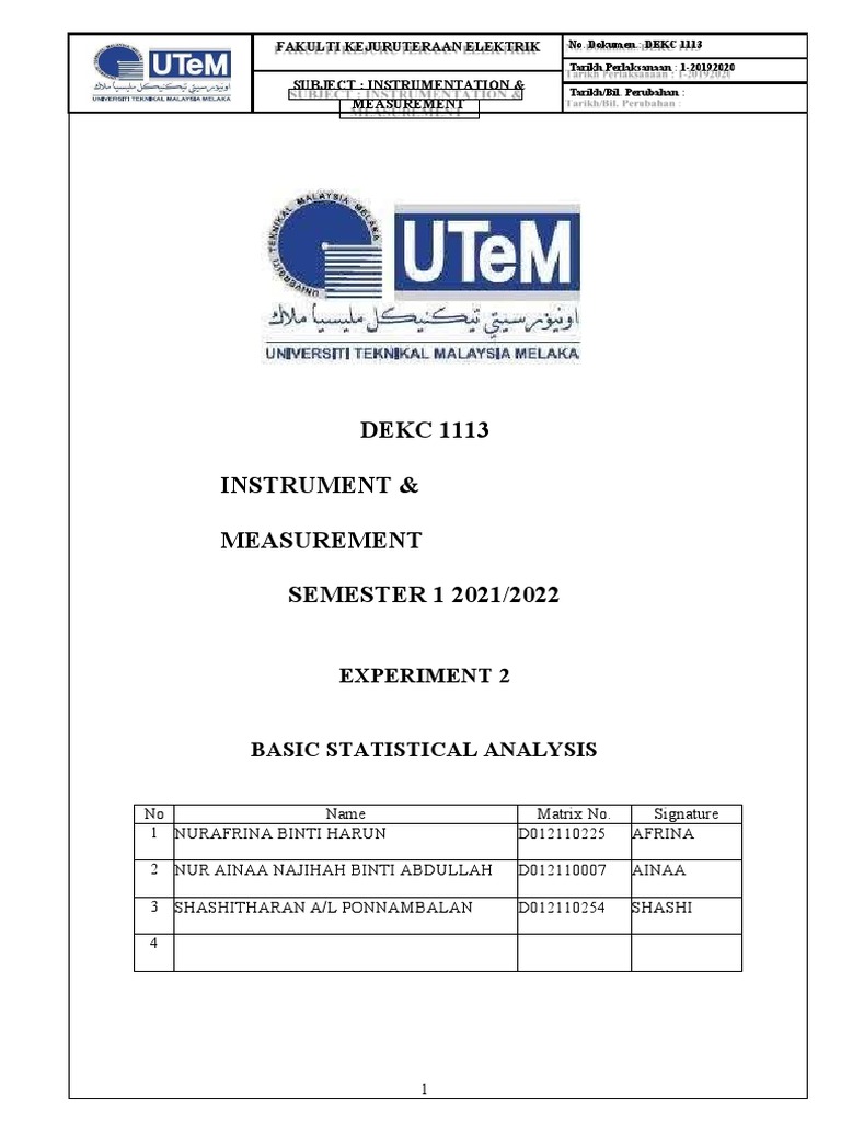 Lab 2 Basic Statistical Analysis Group 5 Pdf