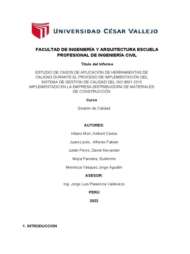 Informe de Gestion de La Calidad | PDF | Calidad (comercial) | Sistema ...