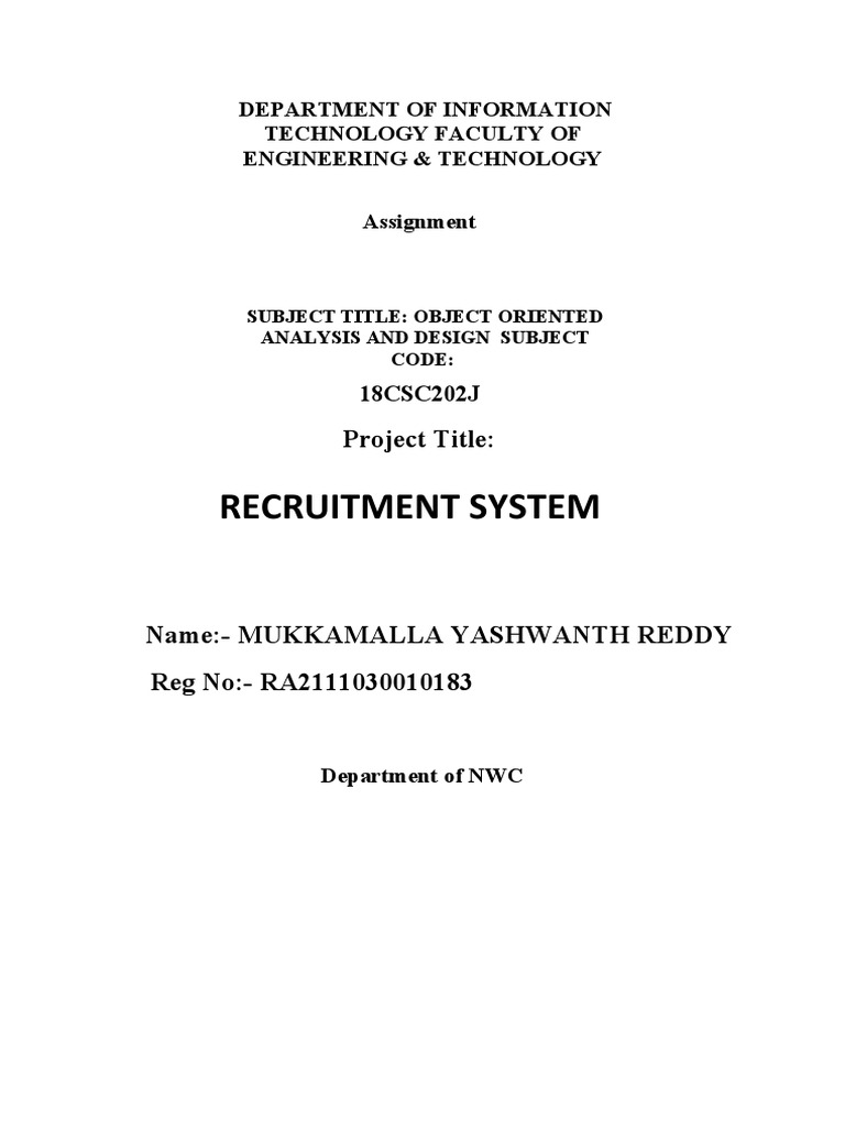 Recruitment System | PDF | Recruitment | Password