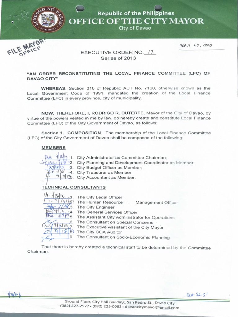 Local Finance Commitee Executive Order | PDF | Budget | Expense