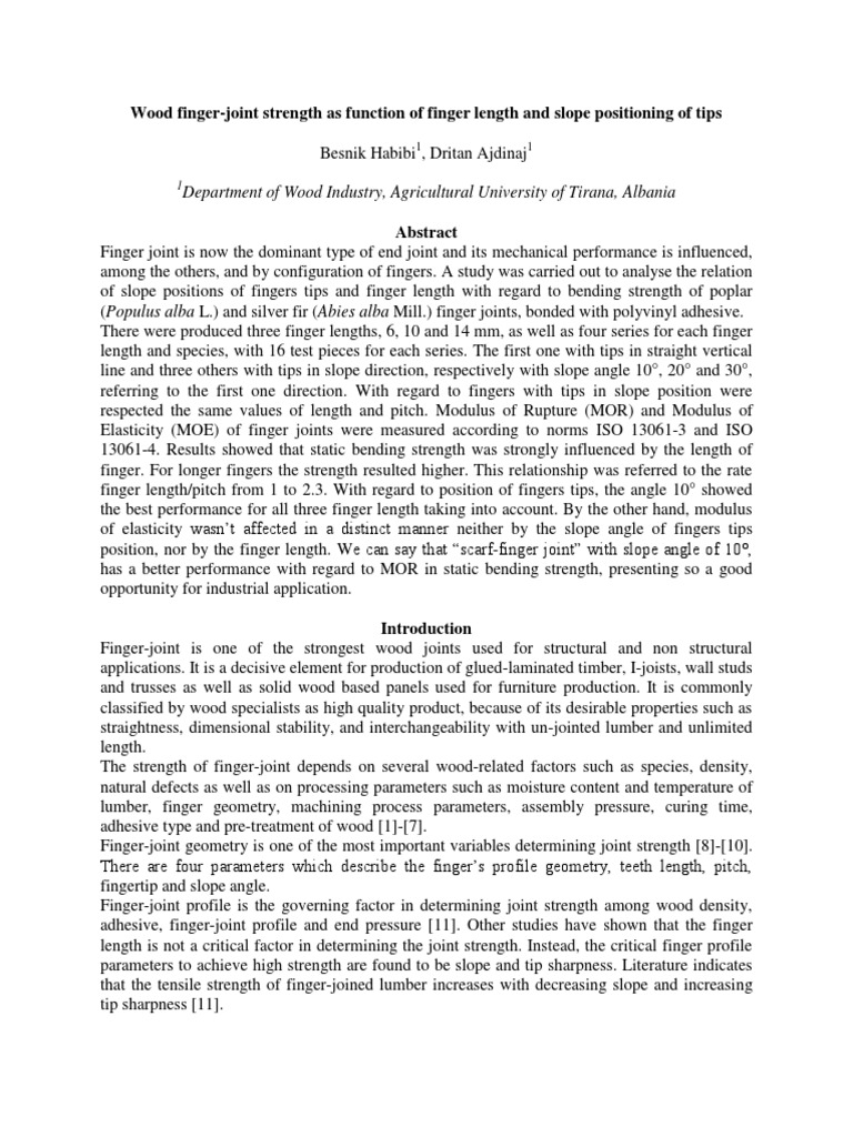 Wood Finger-Joint Strength | PDF | Lumber | Wood