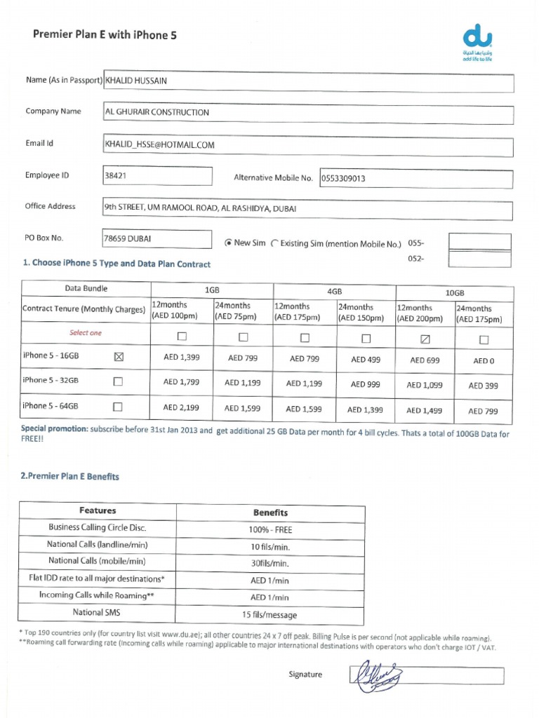 Iphone 5 Form | PDF | Roaming | Prepaid Mobile Phone