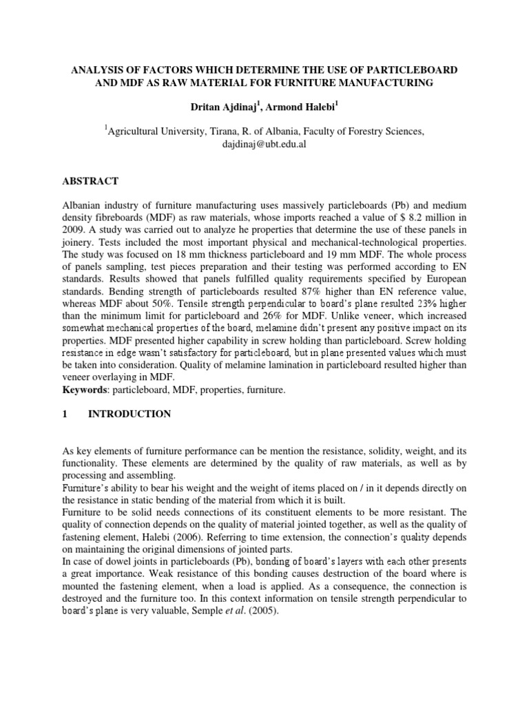 Tensile Strength of MDF in Furniture Use | PDF | Strength Of Materials ...