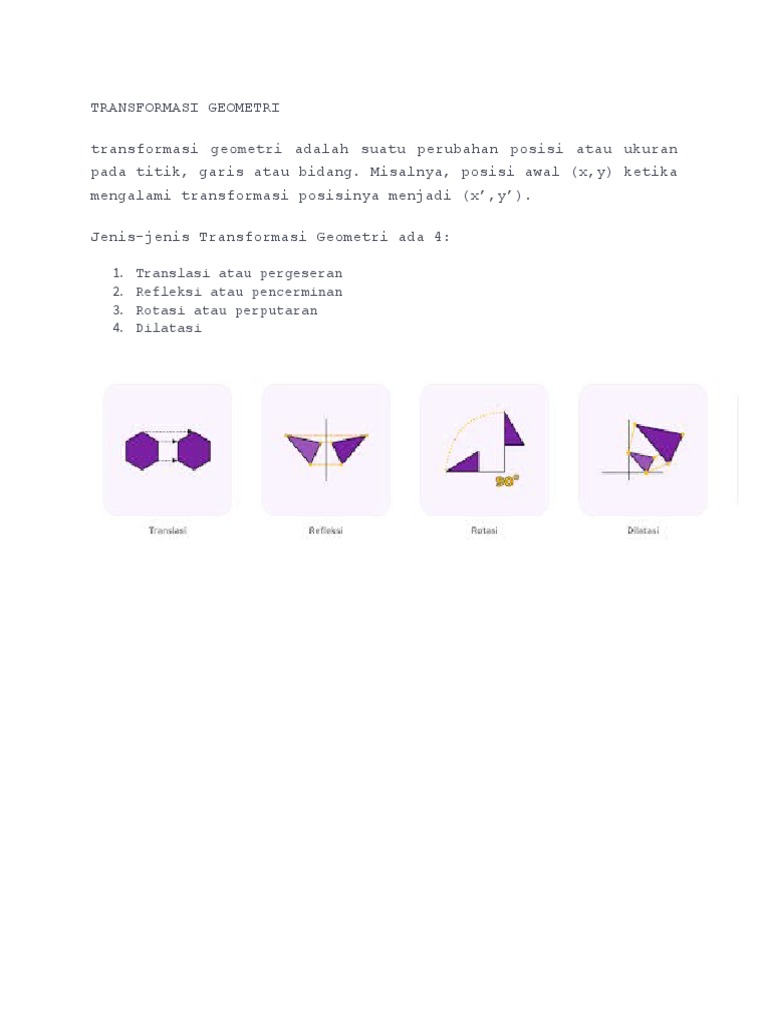 Jenis-Jenis Transformasi Geometri | PDF
