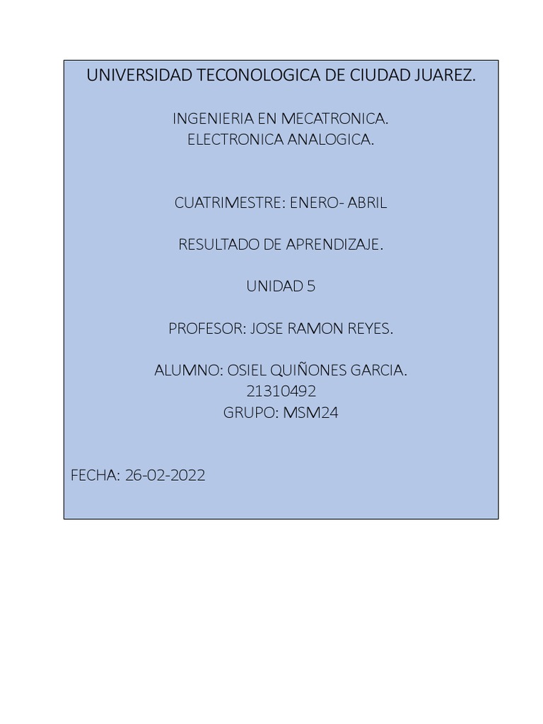 Ra U5 Elec | PDF | Electrónica | Transistor