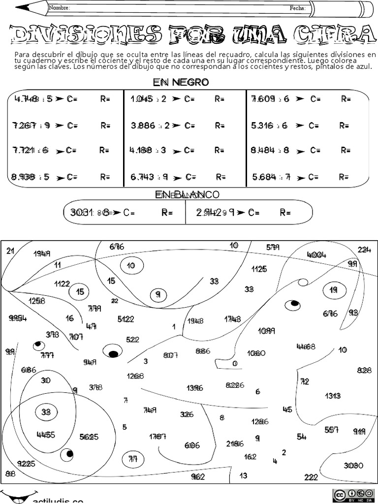 División por cifras para descubrir un dibujo oculto | PDF