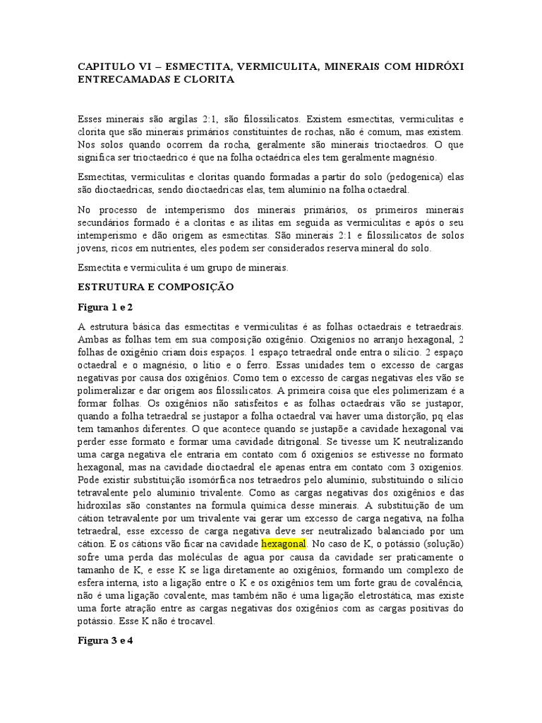 Estrutura e Composição da Esmectita | PDF