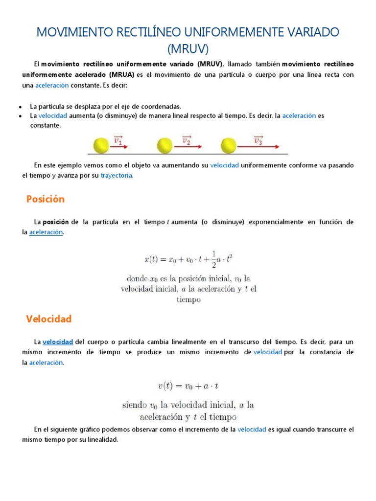 Movimiento Rectilíneo Uniformemente Variado | PDF
