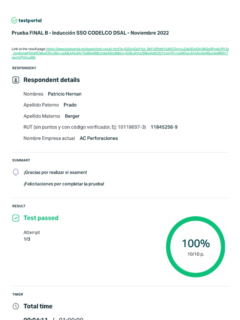 Prueba Codelco Salvador | PDF