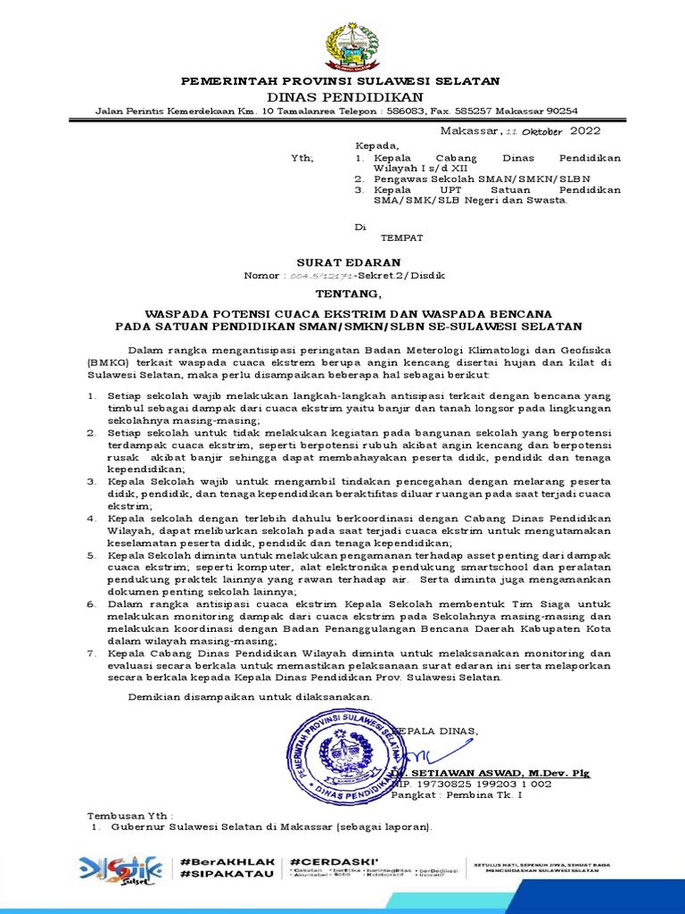 Surat Edaran Cuaca Ekstrim | PDF