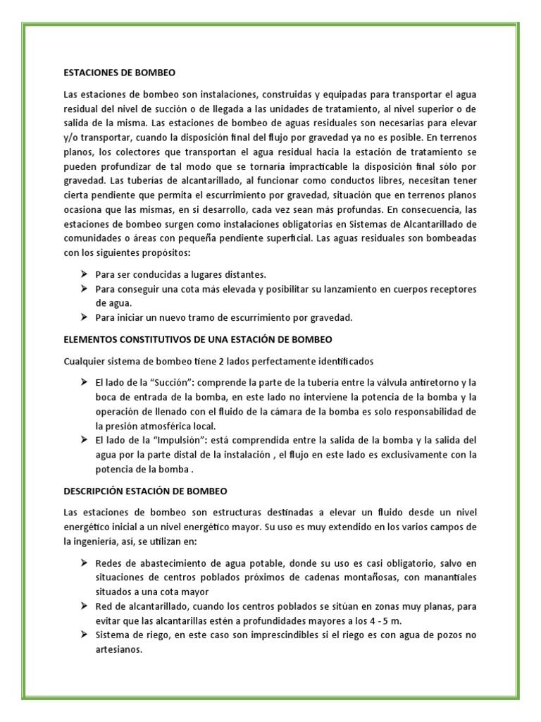Estaciones de Bombeo: Guía Técnica | PDF | Bomba | Gasolinera