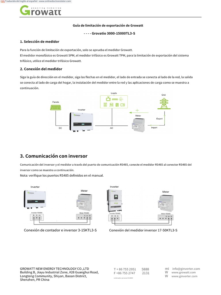 Growatt Export Limitation Meter Guide-Growatt 3-50K TL3-S (2) .En - Es | PDF | Ciencias de la ...