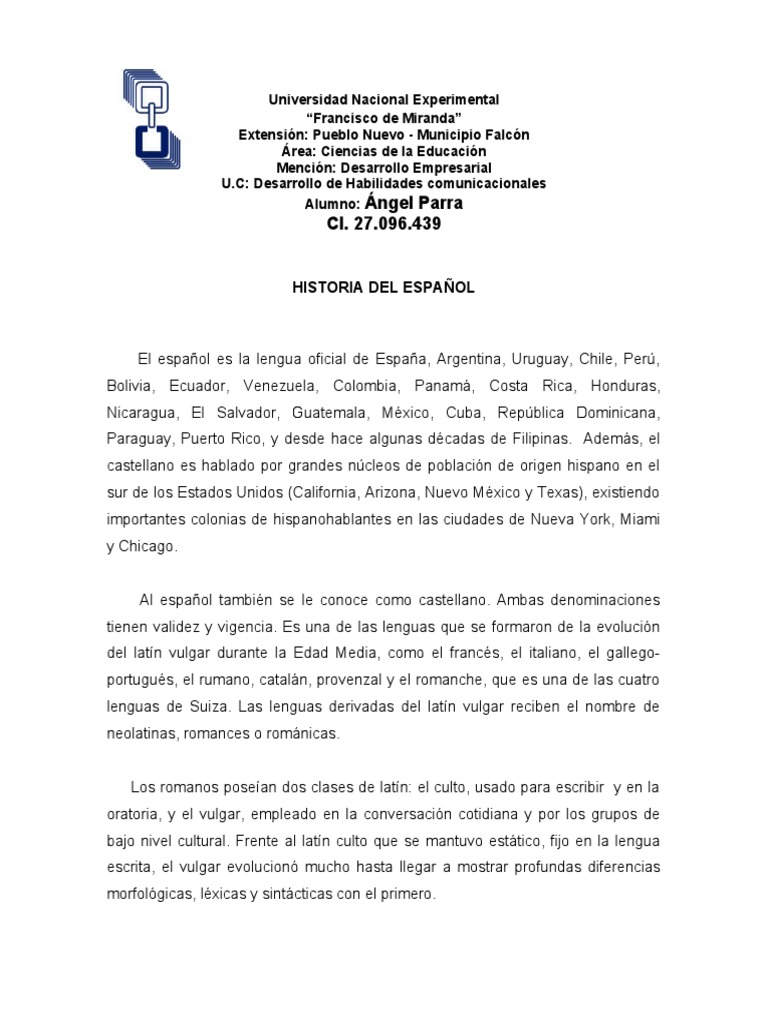 Resumen Historia Del Español | PDF | Lengua española | latín