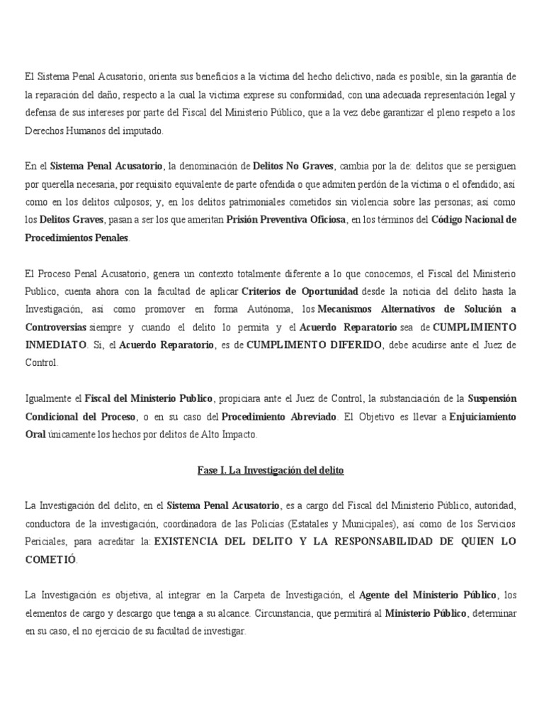 Fases Sistema Penal Acusatorio | PDF | Procedimiento Criminal | Derecho ...