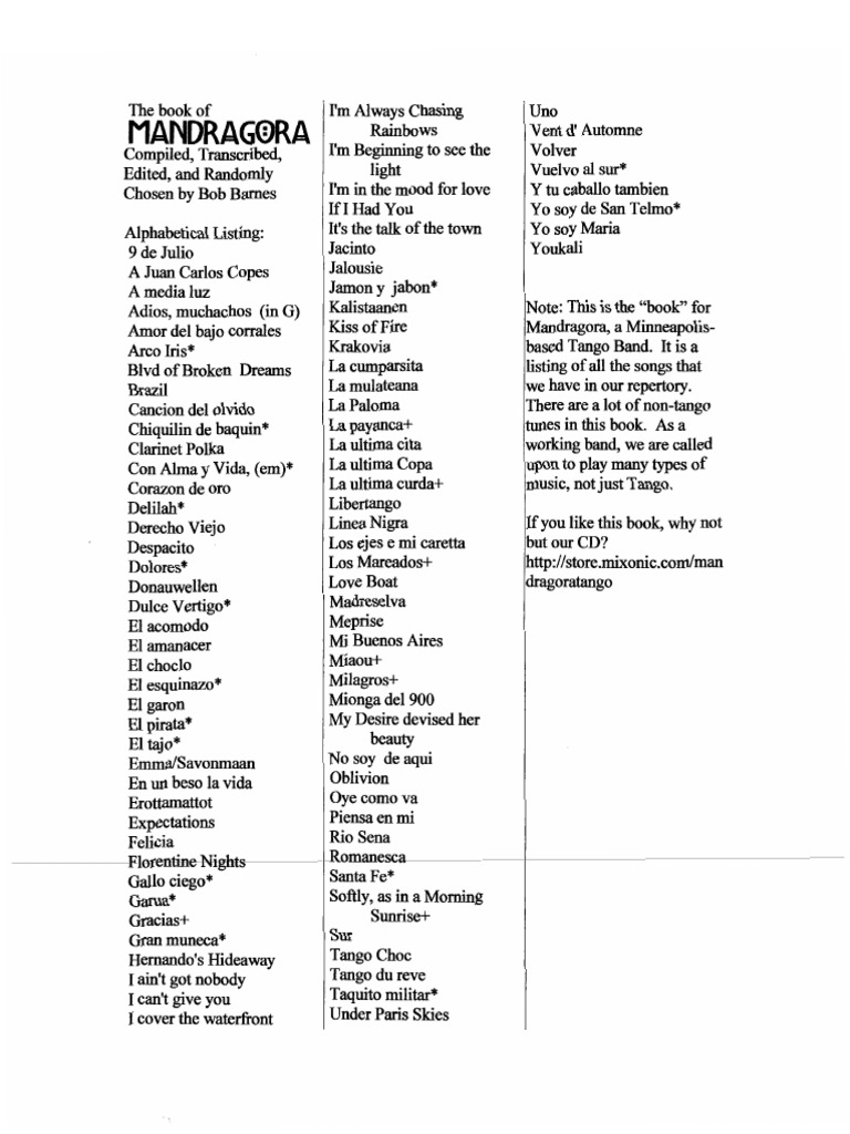 Tango Songbook | PDF