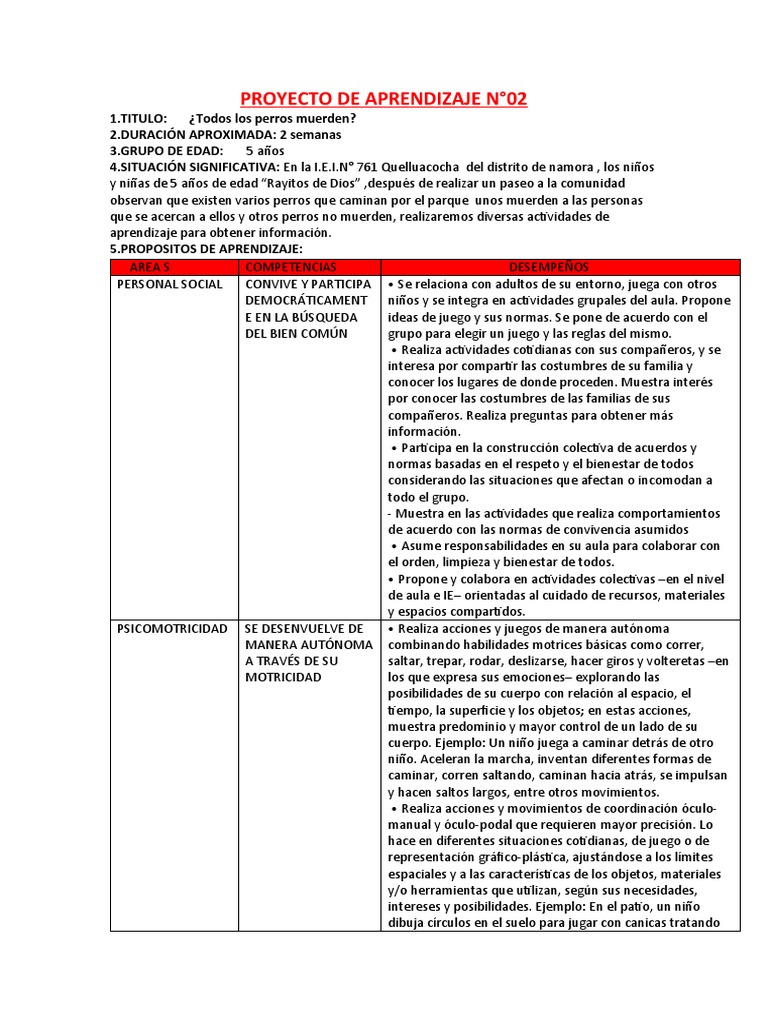 Proyecto de Aprendizaje N°02 | PDF