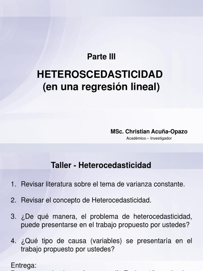 Pres 05 - Heteroscedasticidad | PDF | Mínimos cuadrados ordinarios ...