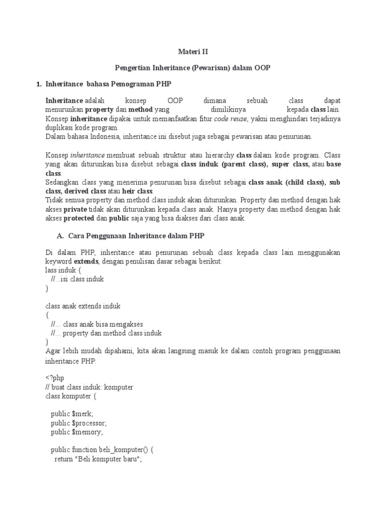 Inheritance dalam PHP dan HTML | PDF