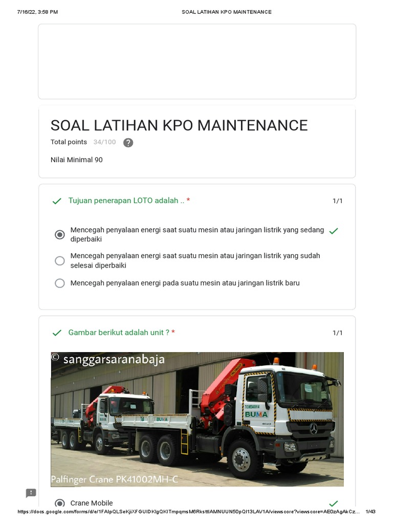 Soal Latihan Kpo Maintenance | PDF