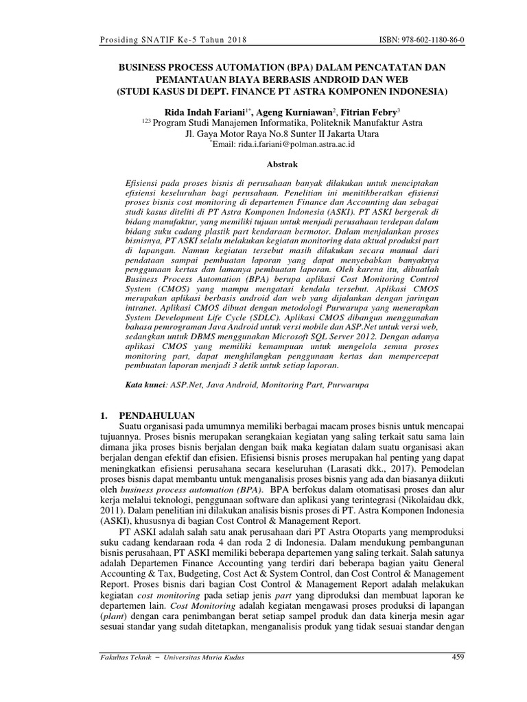 Automasi Proses Bisnis Biaya di ASKI | PDF | Teknologi & Rekayasa
