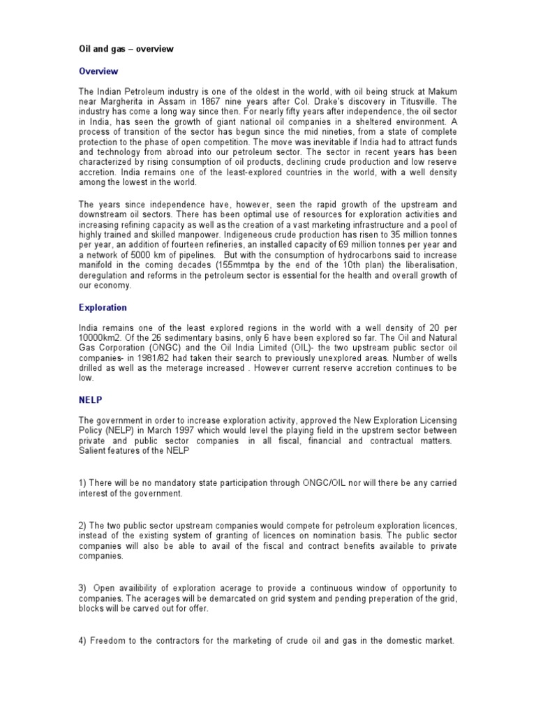 Overview of India's Oil and Gas Sector | PDF
