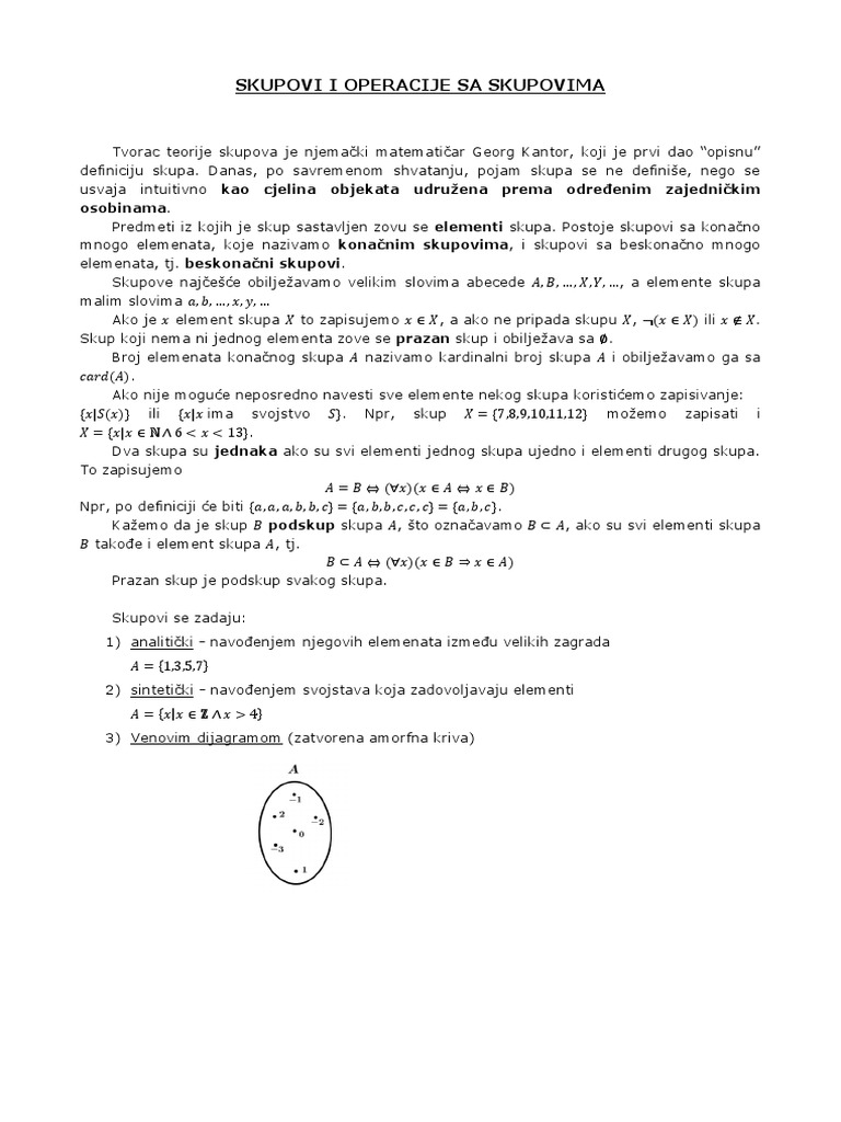 03-04 - Skupovi I Operacije Sa Skupovima | PDF