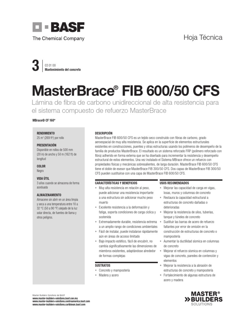 MasterBrace Fib 600 50 Cfs | PDF | Hormigón | Acero