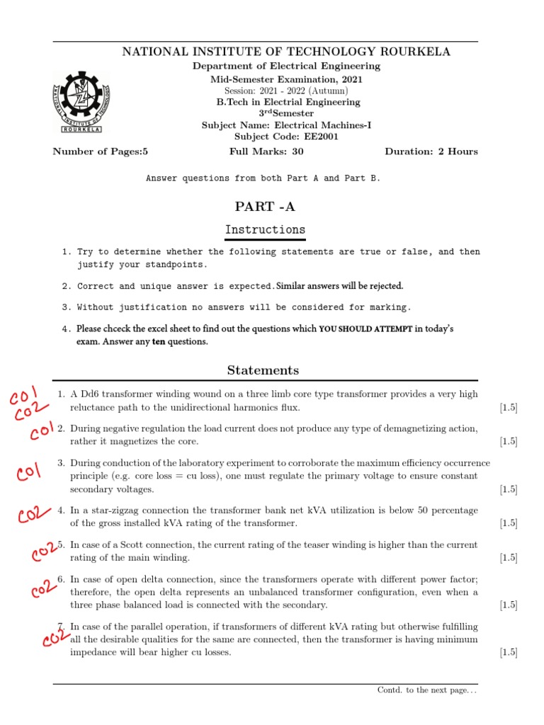 EE 2001 MID 21-22 Complete | PDF