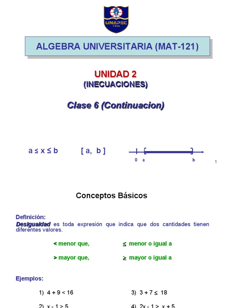 CLASE 6 Inecuaciones (Actualizada Octubre 2022) | PDF | Desigualdad (Matemáticas) | Álgebra ...