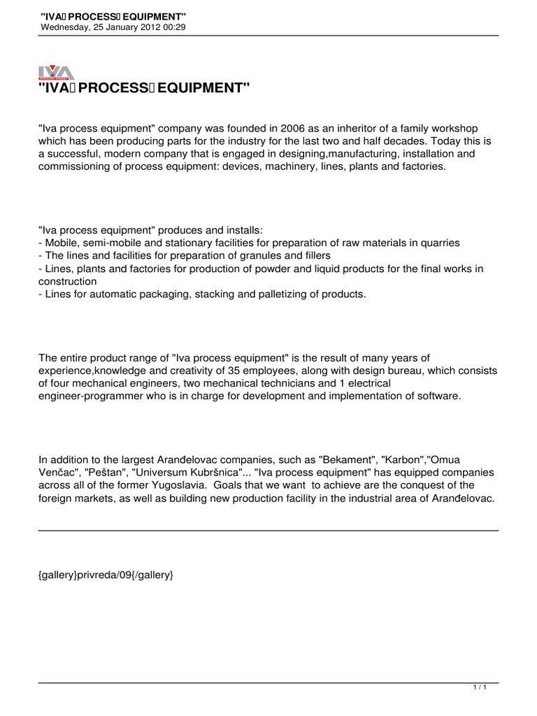 Iva Process Equipment | PDF