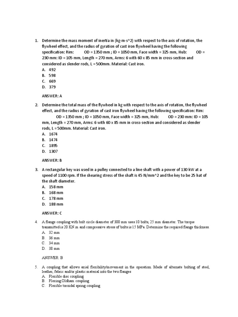 Cast Iron Flywheel Specifications and Calculations | PDF | Home ...