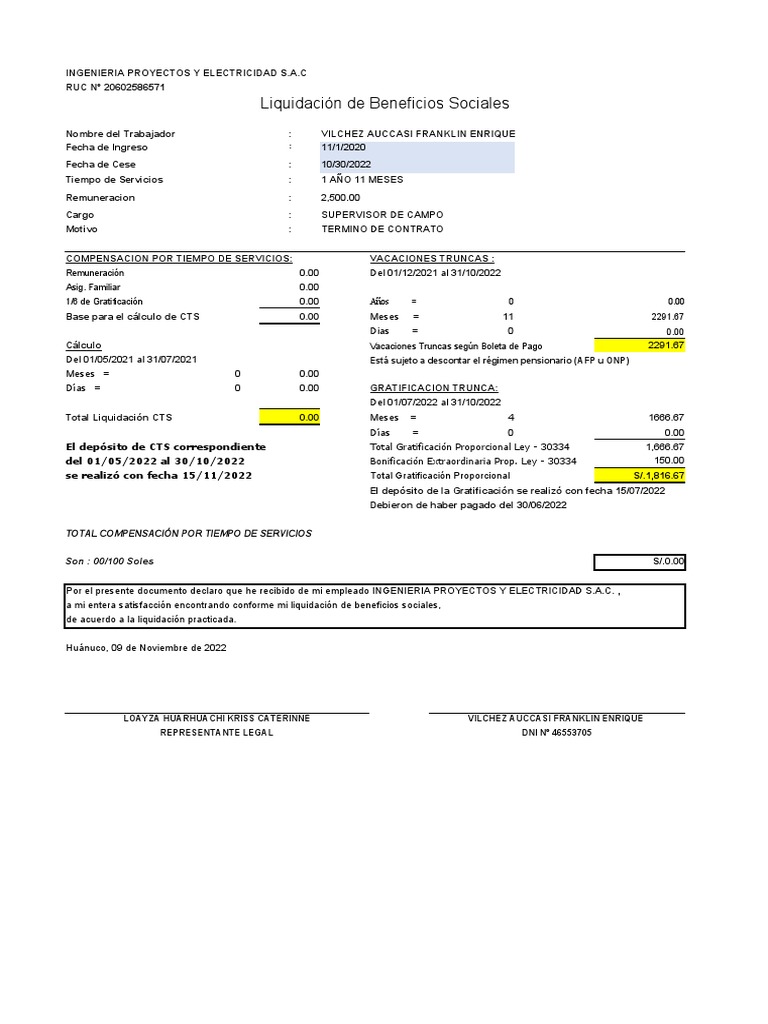 Liquidacion de Beneficios | PDF | Business | Relaciones laborales