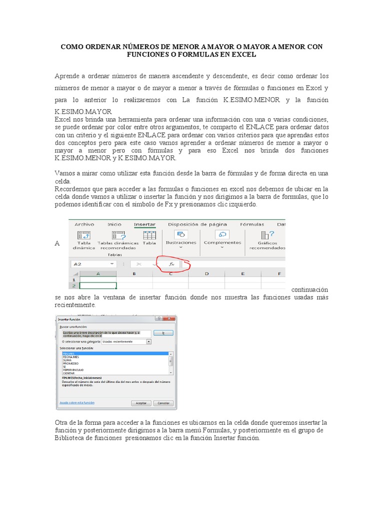 Como ORDENAR NÚMEROS de MENOR A MAYOR o MAYOR A MENOR Con FUNCIONES o ...