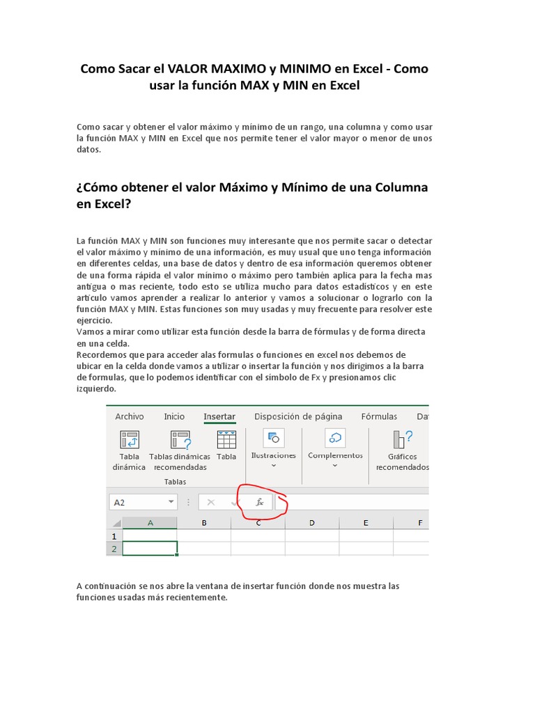 Como Sacar El Valor Maximo y Minimo en Excel | PDF | Microsoft Excel ...