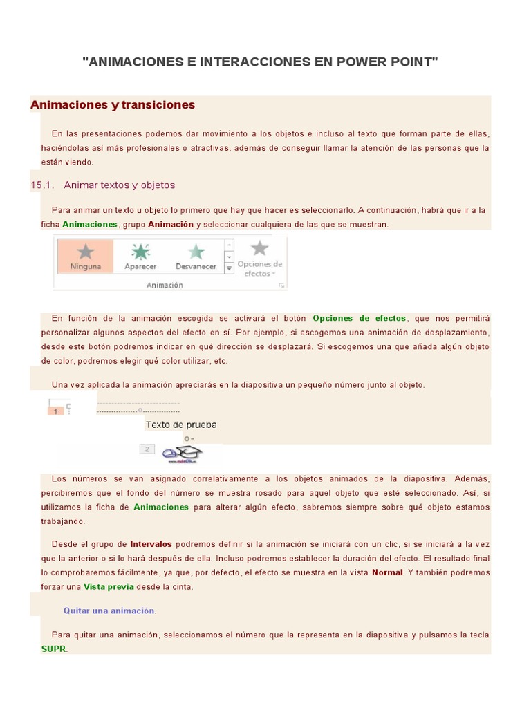 Animaciones en Power Point | PDF