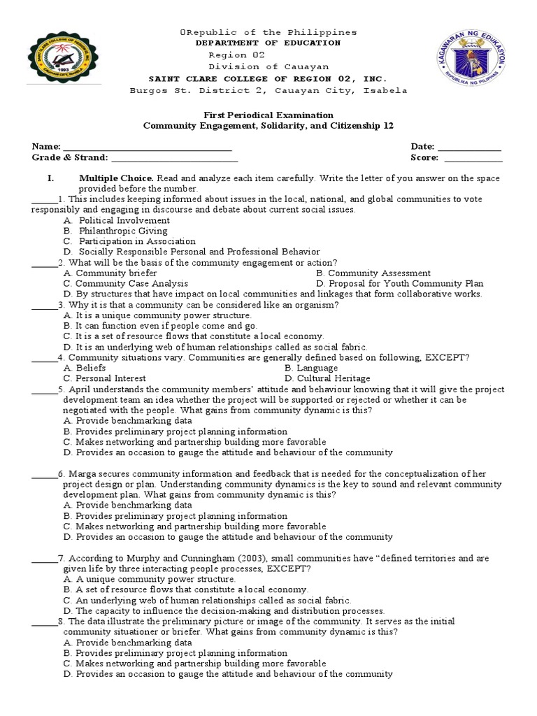 Test Questions Template | PDF | Community | Information