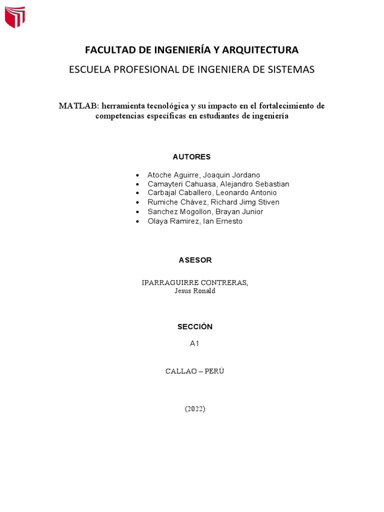 Informe Matlab | PDF | Matemáticas | Ingeniería