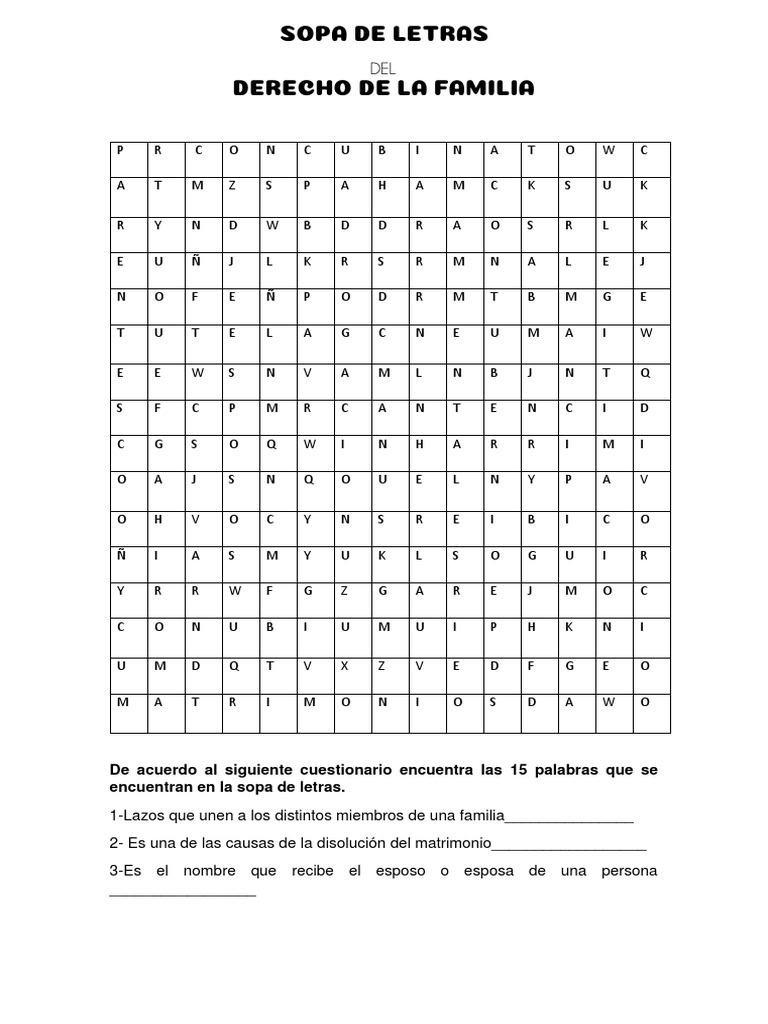 Sopa de Letras | PDF | Matrimonio | Etica Aplicada