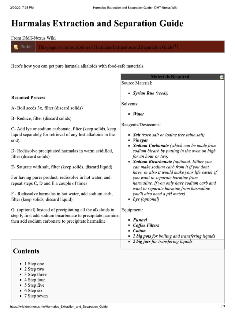 Alkoloid Extraction From Harmala | PDF