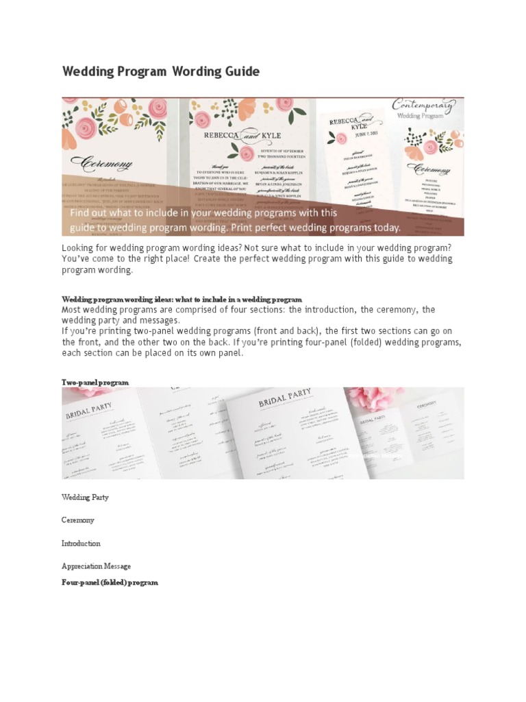 Wedding Program Wording Guide | PDF