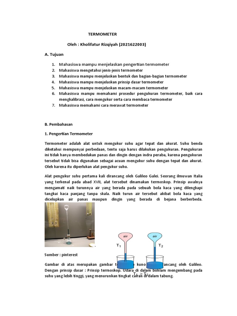 Jenis dan Prinsip Kerja Termometer | PDF | Griya & Taman | Sains ...